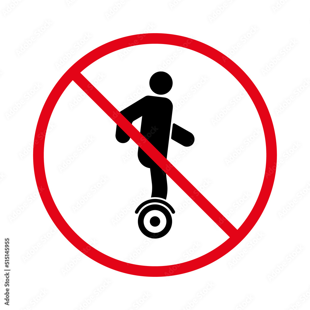 Hoverboard Restriction Black Silhouette Icon. Electrical Gyroscooter ...