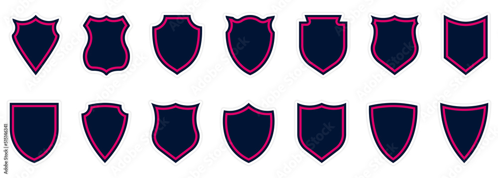 Shield Silhouette Icon Set. Antivirus Protect. Police Badge Shape and ...