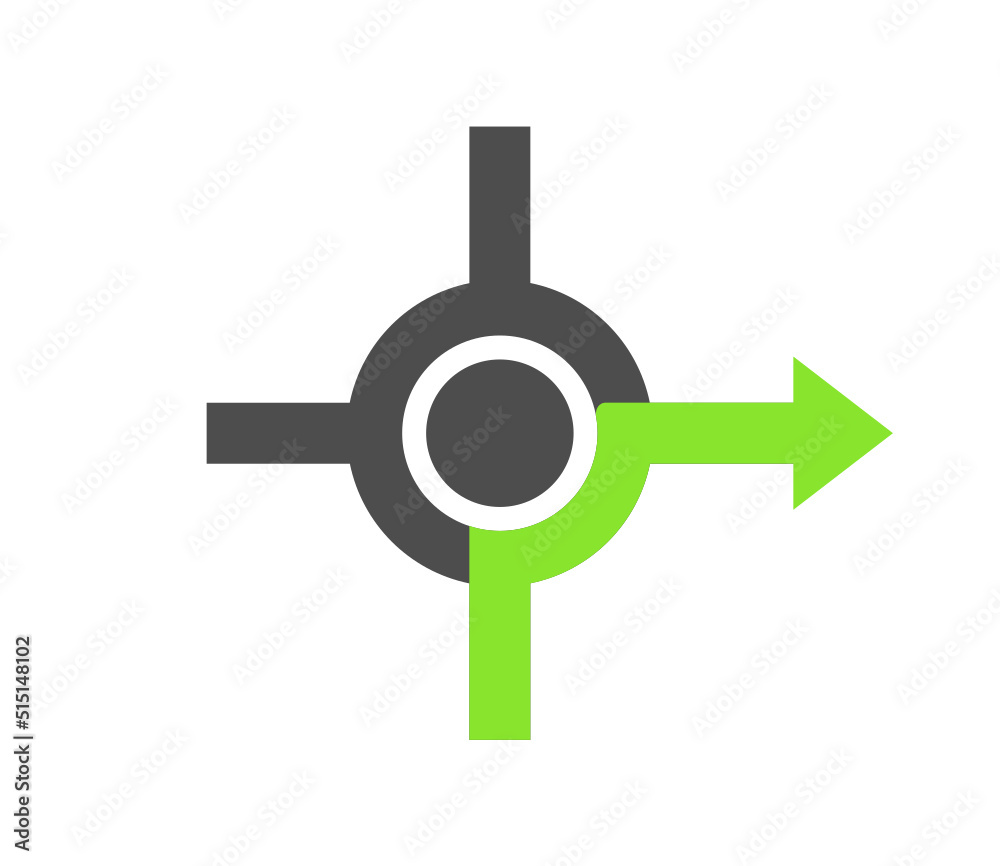 Poster rond-point tourne à droite symbole flèche verte – Tableau ...