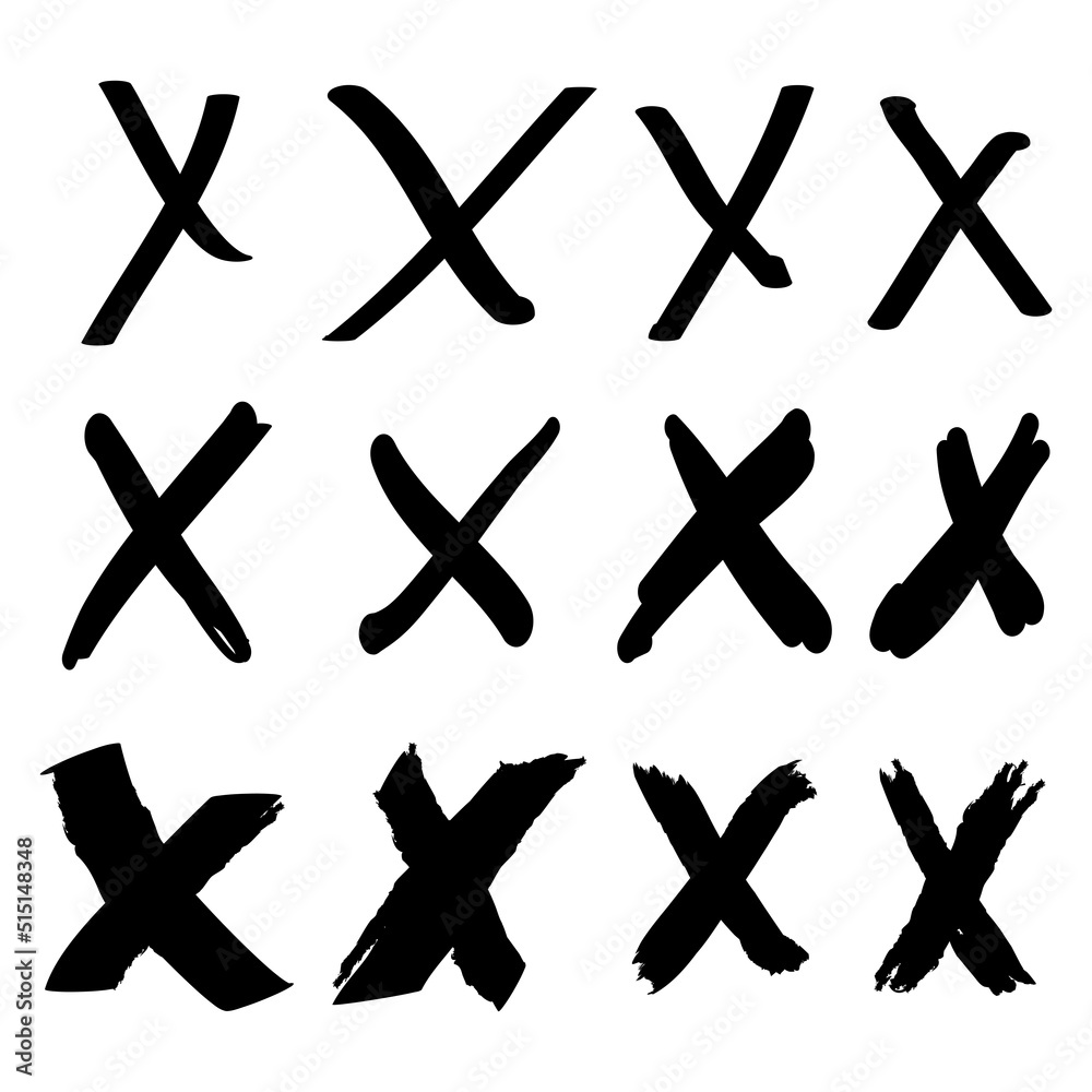 Hand drawn cross mark. doodle set of wrong sign or false mark. vector ...