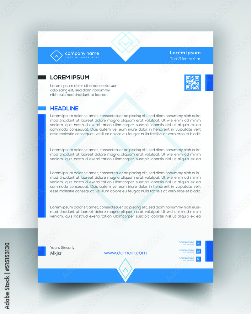 corporate modern letterhead design template with yellow blue green and ...