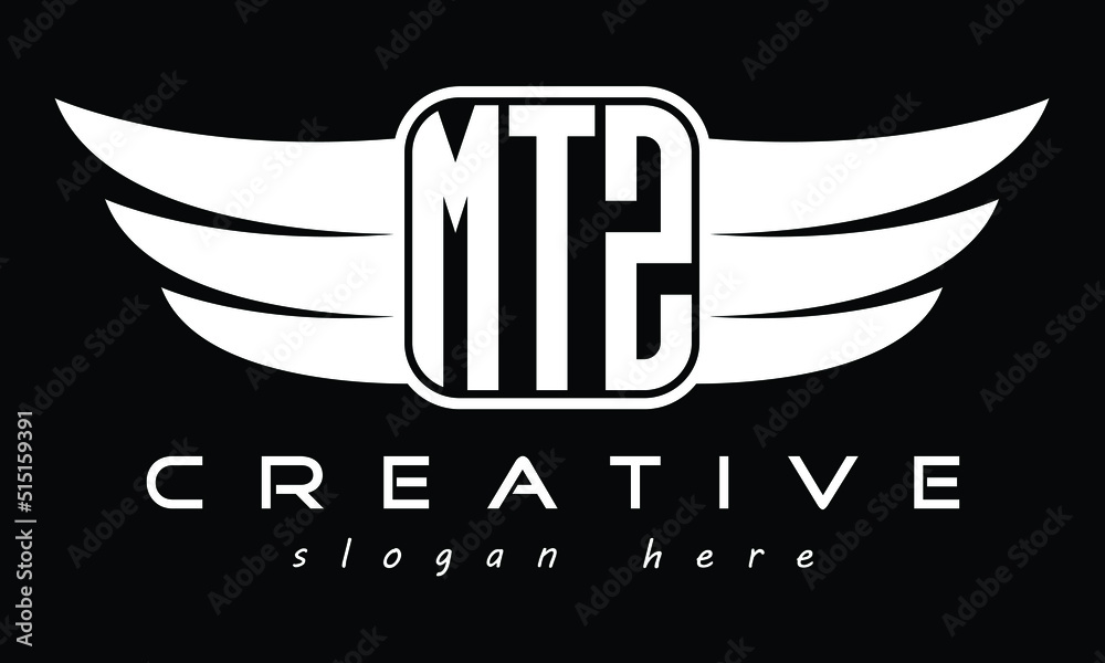 MTZ three Letter Wings Flying Initial wing symbol minimalist creative ...
