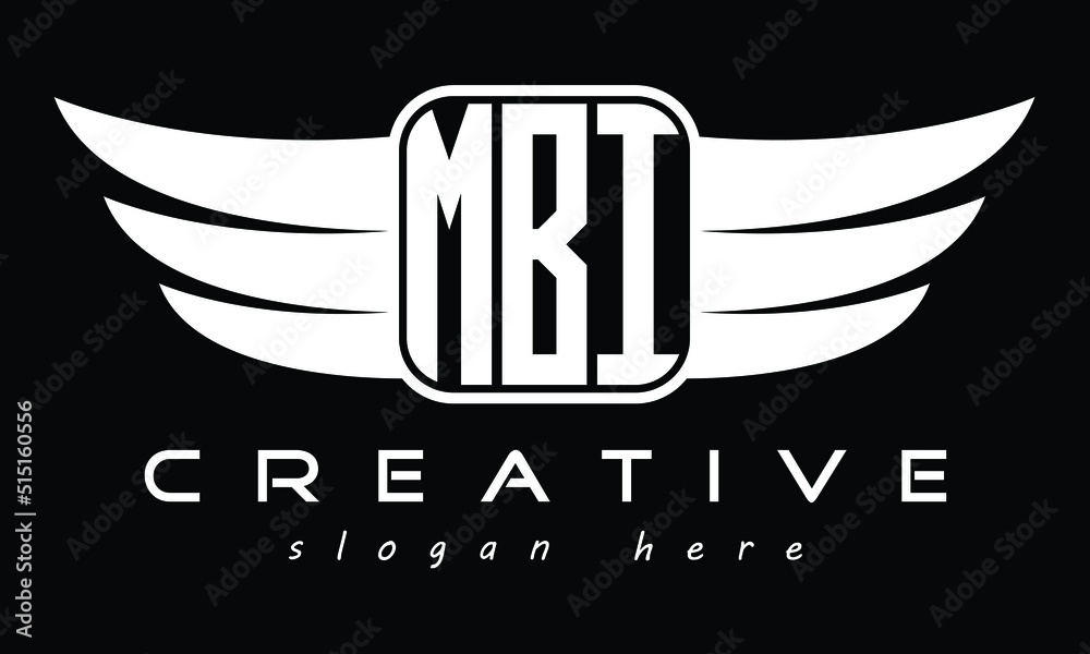 MBI three Letter Wings Flying Initial wing symbol minimalist creative ...