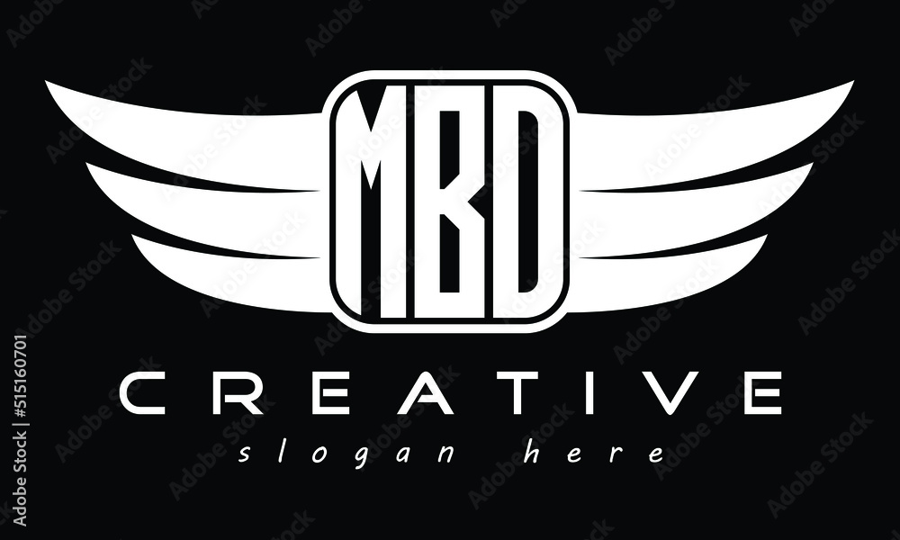 Vetor de MBO three Letter Wings Flying Initial wing symbol minimalist ...