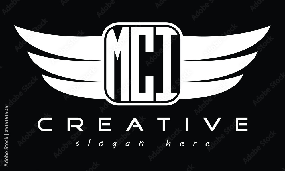 MCI three Letter Wings Flying Initial wing symbol minimalist creative ...