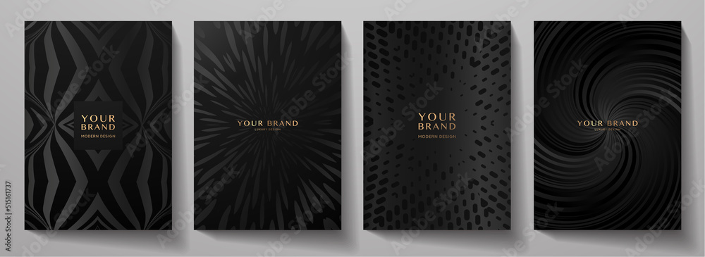 Luxury premium cover design set. Abstract background with black line ...