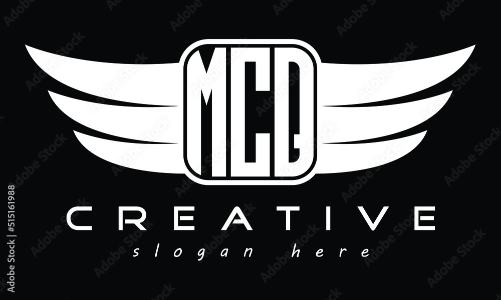 MCQ three Letter Wings Flying Initial wing symbol minimalist creative ...
