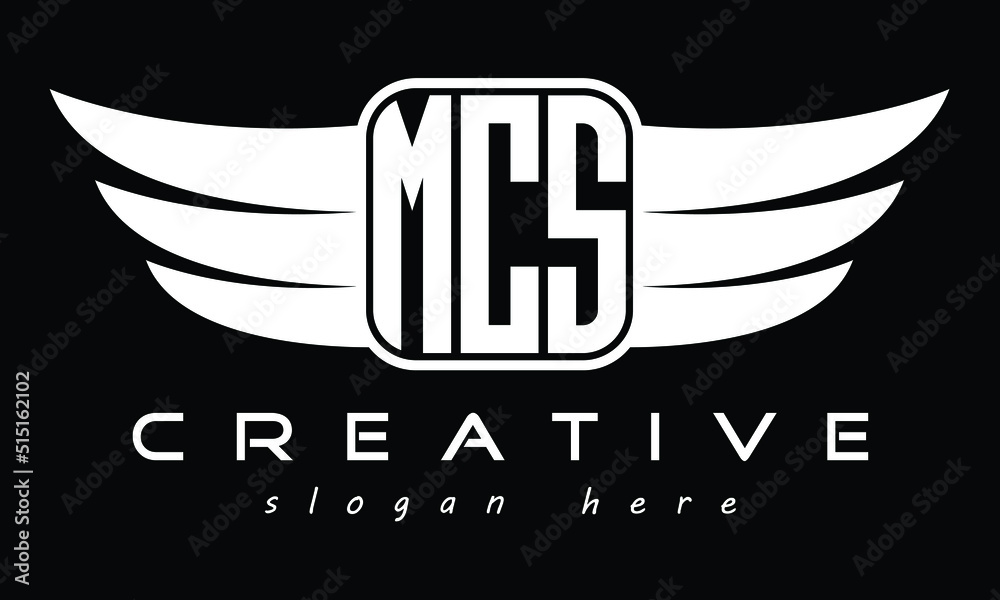 MCS three Letter Wings Flying Initial wing symbol minimalist creative ...