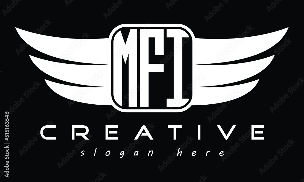 MFI three Letter Wings Flying Initial wing symbol minimalist creative ...