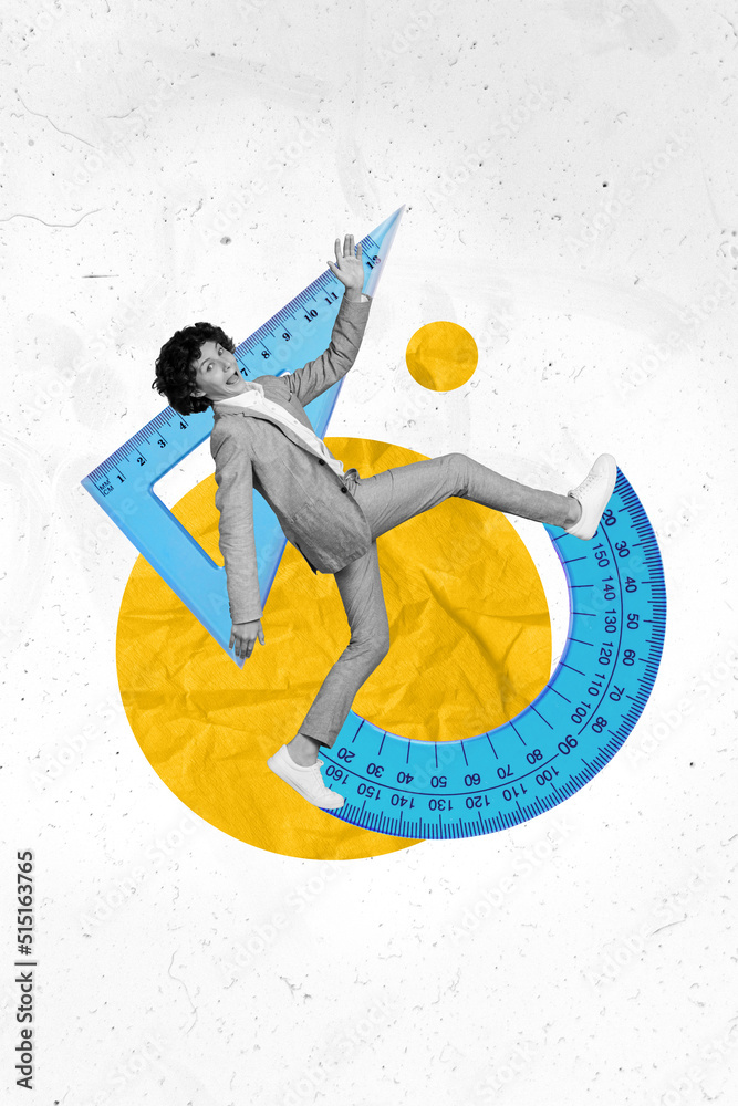 Vertical composite collage picture of small crazy boy black white gamma ...