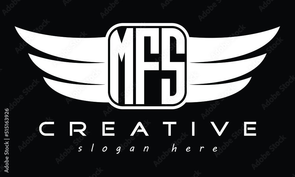 MFS three Letter Wings Flying Initial wing symbol minimalist creative ...