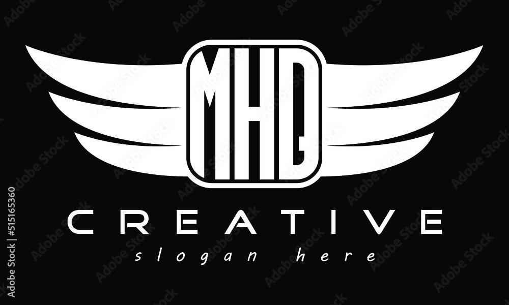 Vettoriale Stock MHQ three Letter Wings Flying Initial wing symbol ...