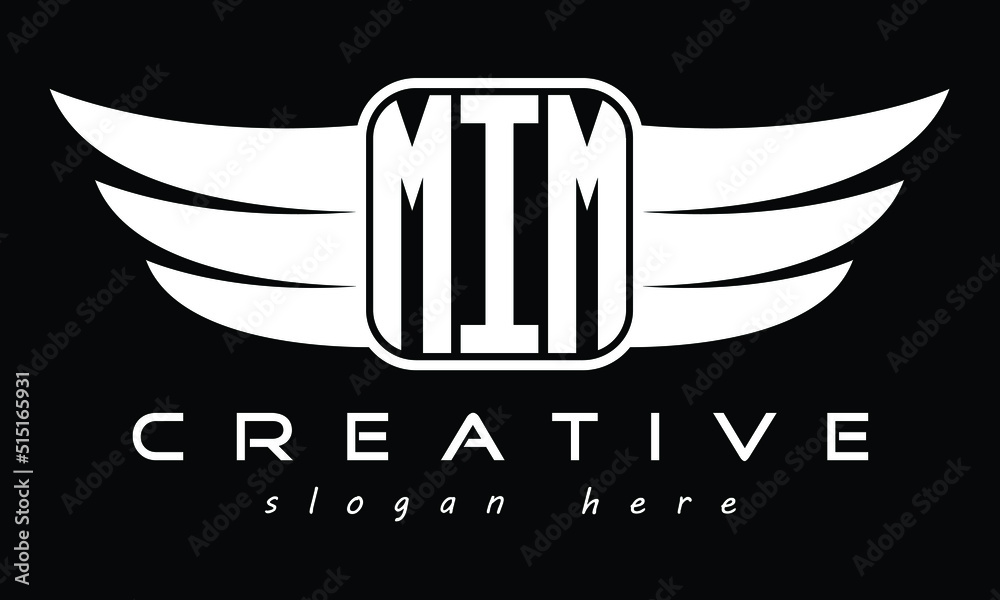 MIM three Letter Wings Flying Initial wing symbol minimalist creative ...