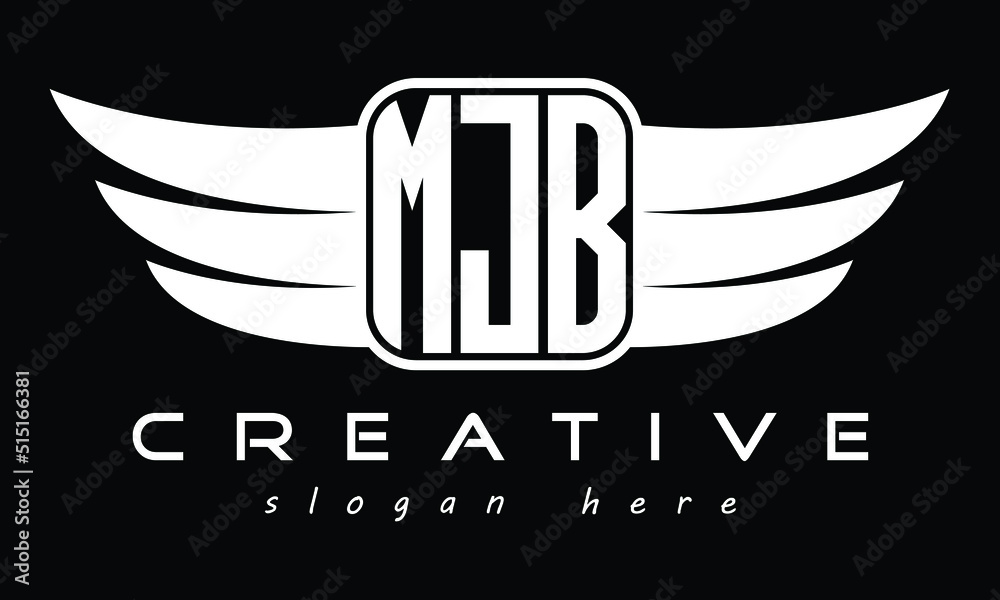 MJB three Letter Wings Flying Initial wing symbol minimalist creative ...