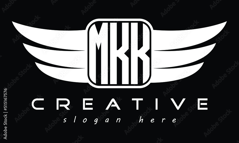 MKK three Letter Wings Flying Initial wing symbol minimalist creative ...