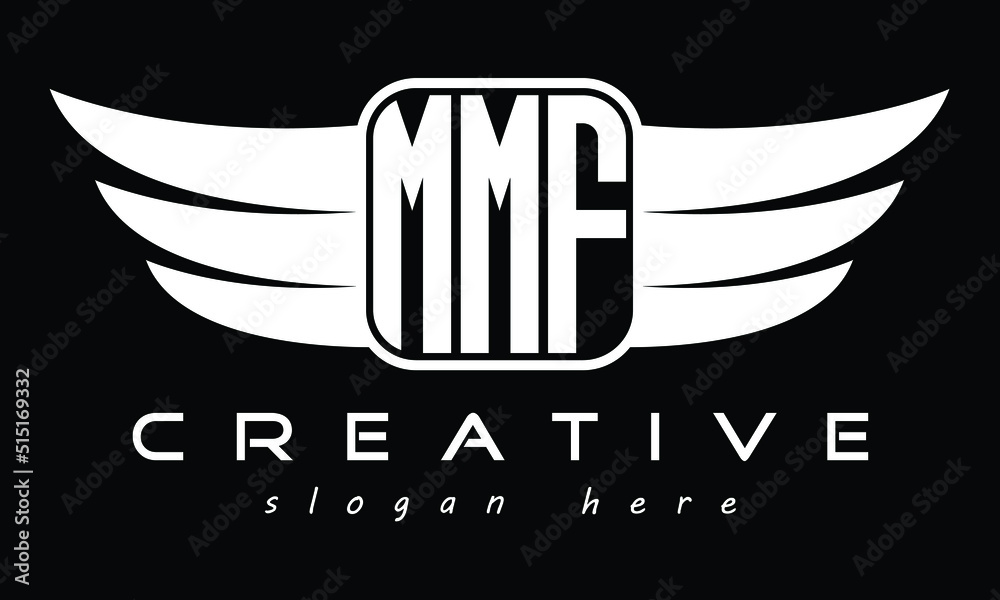 MMF three Letter Wings Flying Initial wing symbol minimalist creative ...