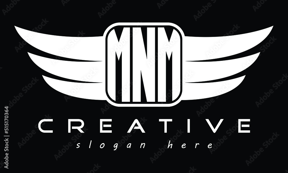 MNM three Letter Wings Flying Initial wing symbol minimalist creative ...