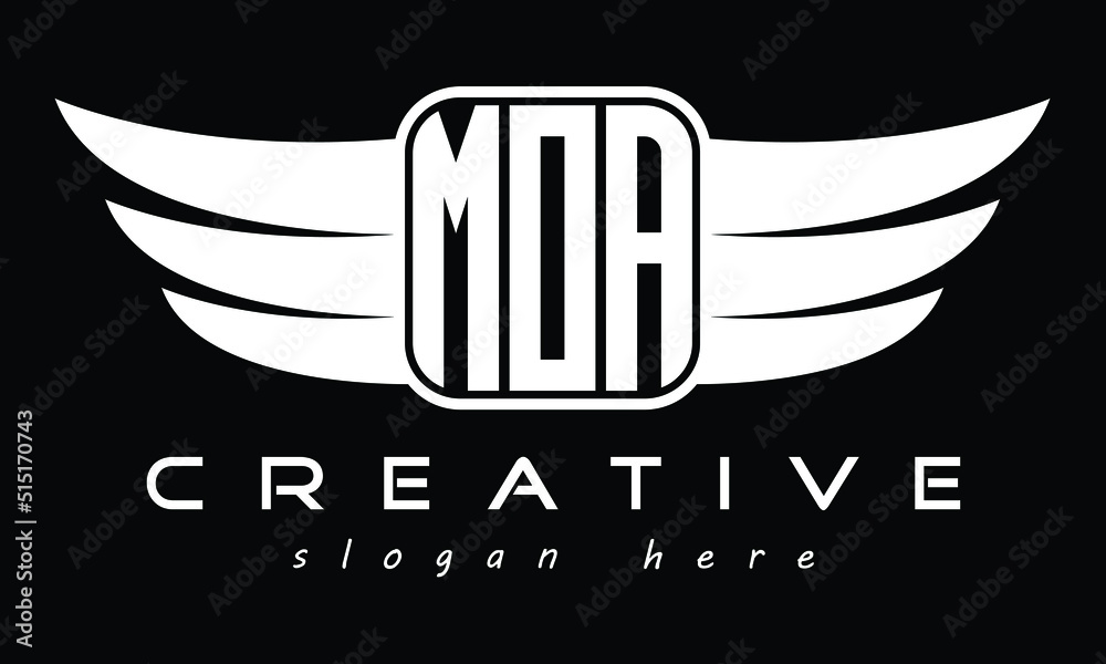 MOA three Letter Wings Flying Initial wing symbol minimalist creative ...