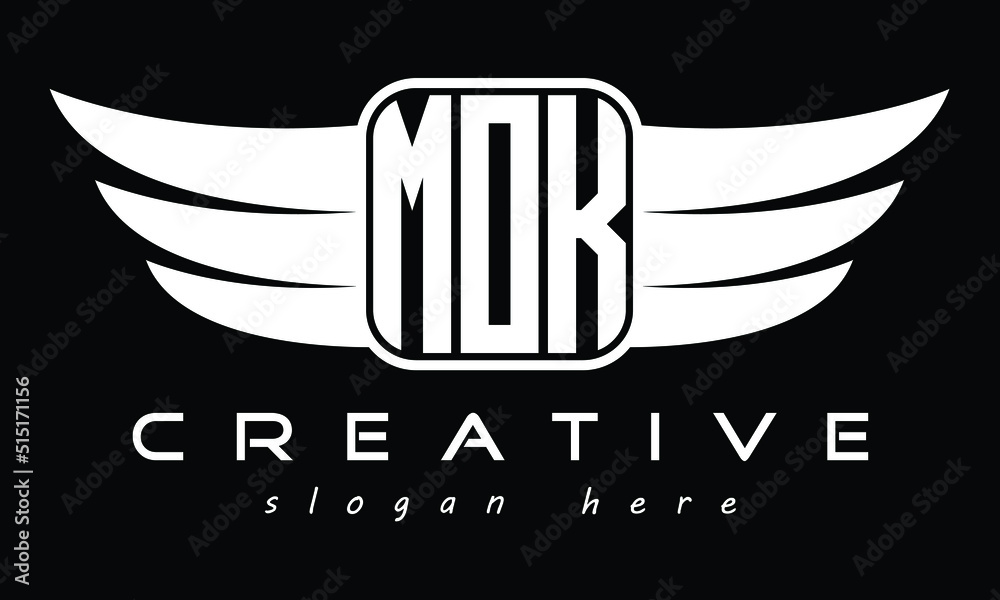 MOK three Letter Wings Flying Initial wing symbol minimalist creative ...