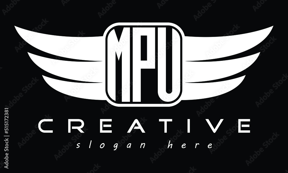 MPU three Letter Wings Flying Initial wing symbol minimalist creative ...