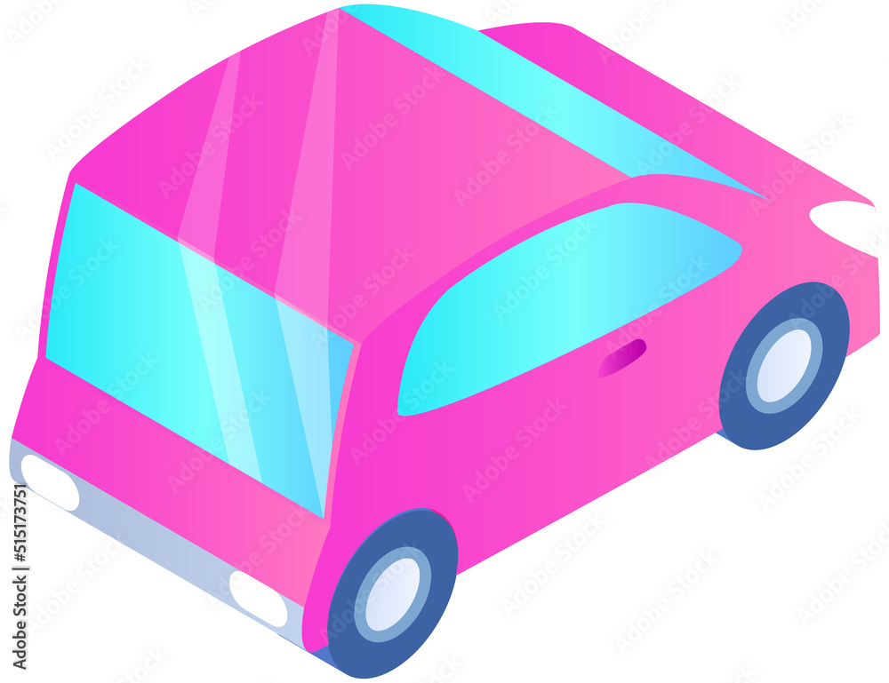 Pink family car for driving on road. Transport for traveling and city ...