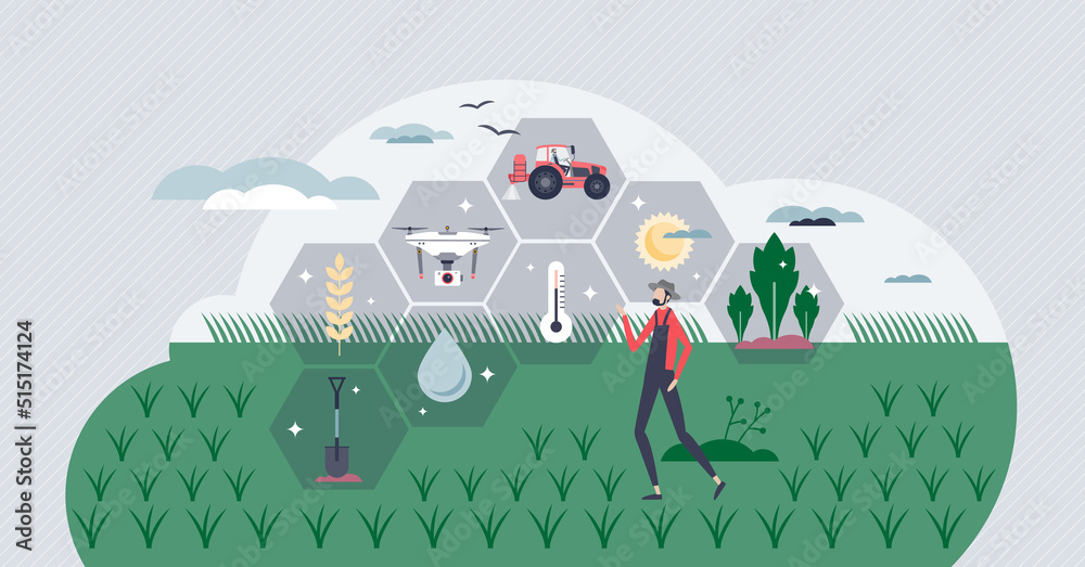 Sustainable agriculture with efficient modern approach tiny person ...