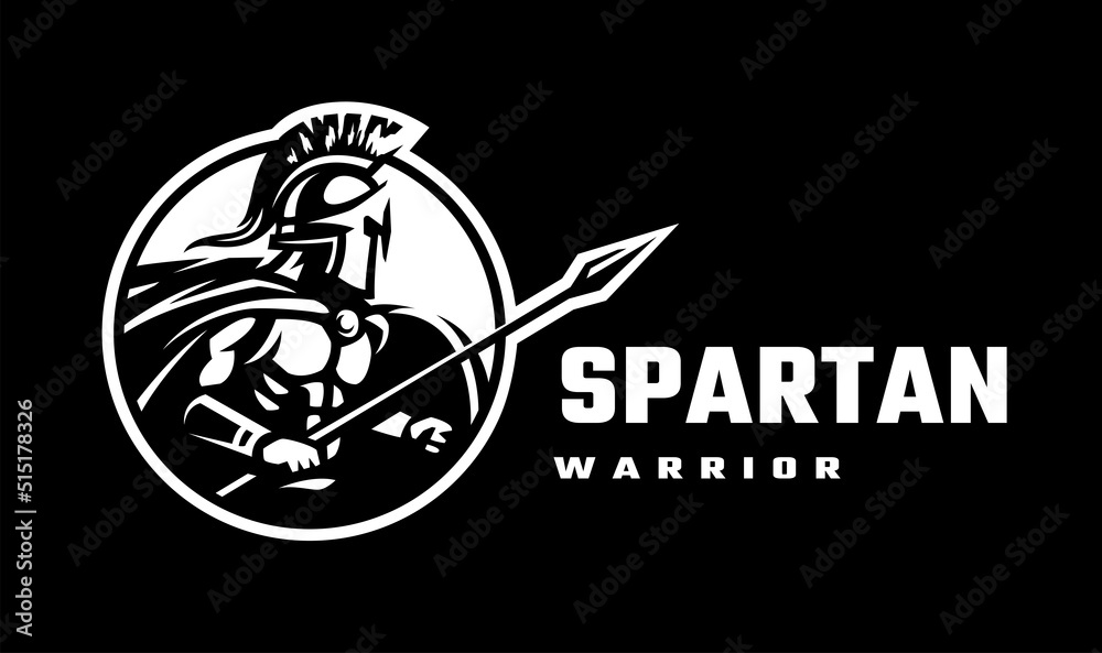 Warrior of Sparta, emblem logo on a dark background. Vector ...