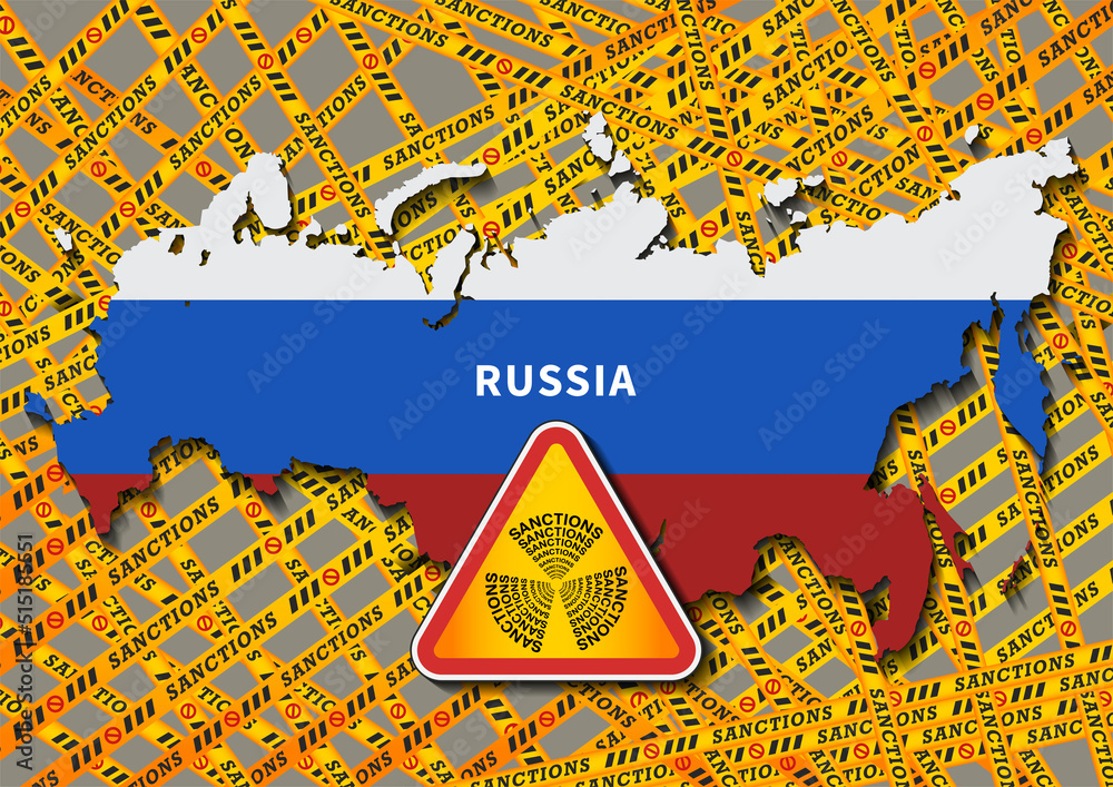 Vector political and economic poster. Map of the Russian Federation, a ...