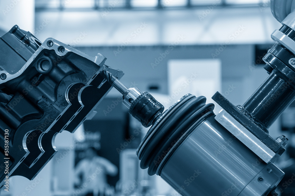The automotive parts finishing process by milling spindle attached the ...