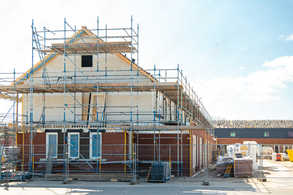 construction site of building a new house,Dutch Suburban area with ...