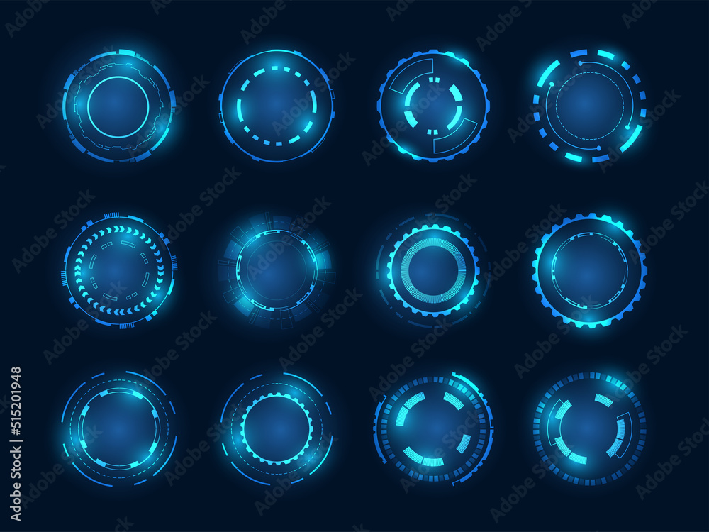 Circle technology elements set. Futuristic hud interface concept.Blue ...