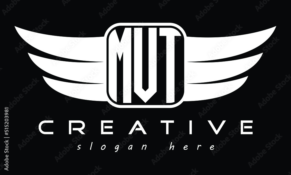 MVT three Letter Wings Flying Initial wing symbol minimalist creative ...