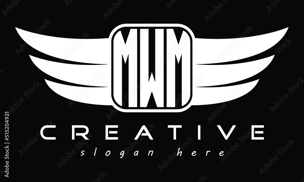 MWM three Letter Wings Flying Initial wing symbol minimalist creative ...