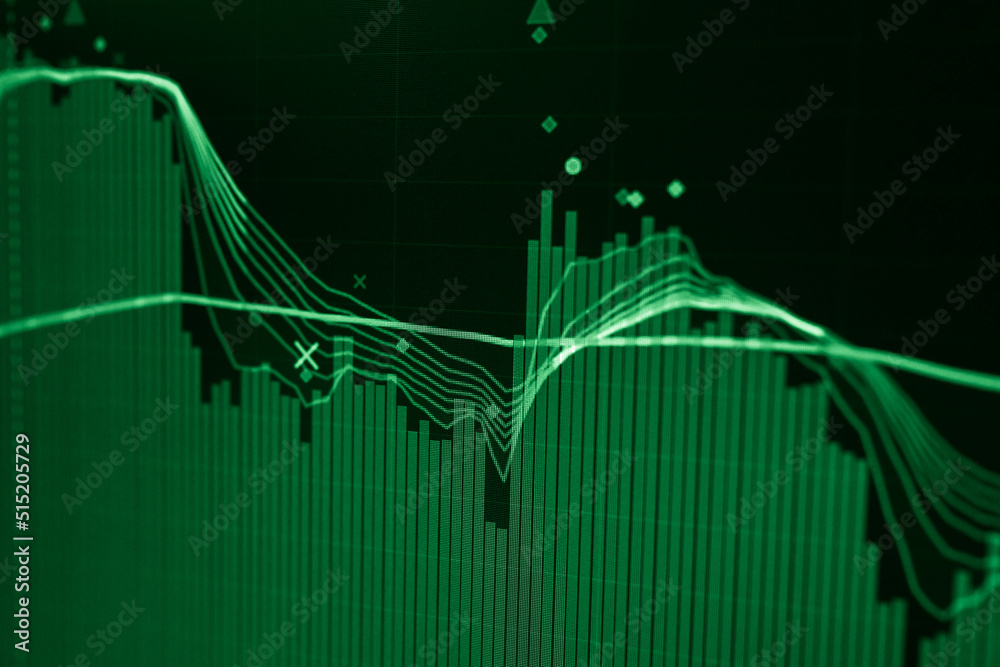 Stock market data on digital LED display. Fundamental and technical ...