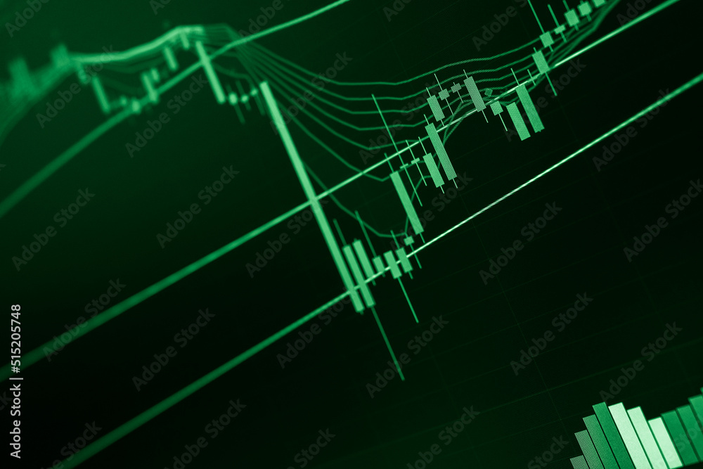 Stock market data on digital LED display. Fundamental and technical ...