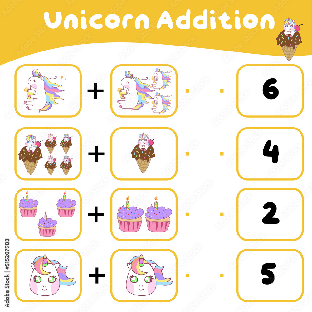 Math Worksheet With Unicorn Theme Learning How To Counting For math-worksheet-with-unicorn-theme-learning-how-to-counting-for