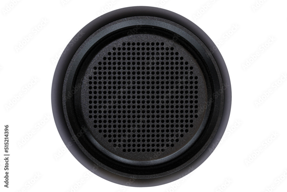 round black audio speaker top view isolated on white Stock Photo ...