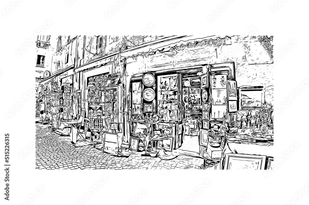 Building view with landmark of Naples is the city in Italy. Hand drawn ...