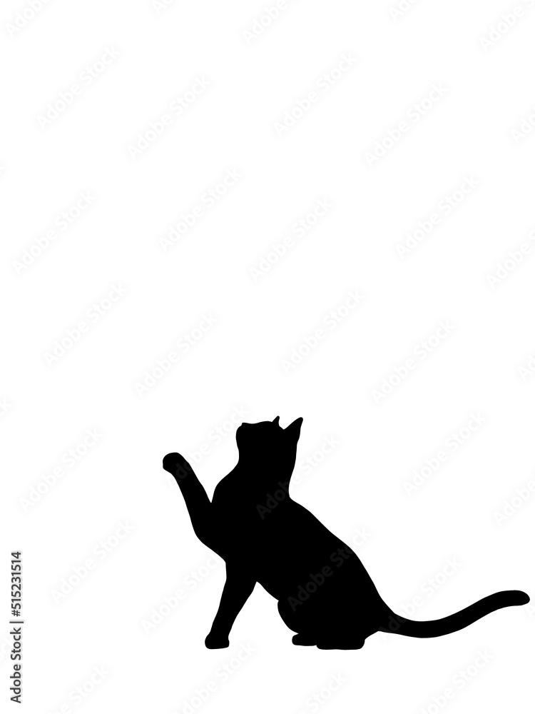 Hand drawn illustrations of cat shadow isolated on white background ...
