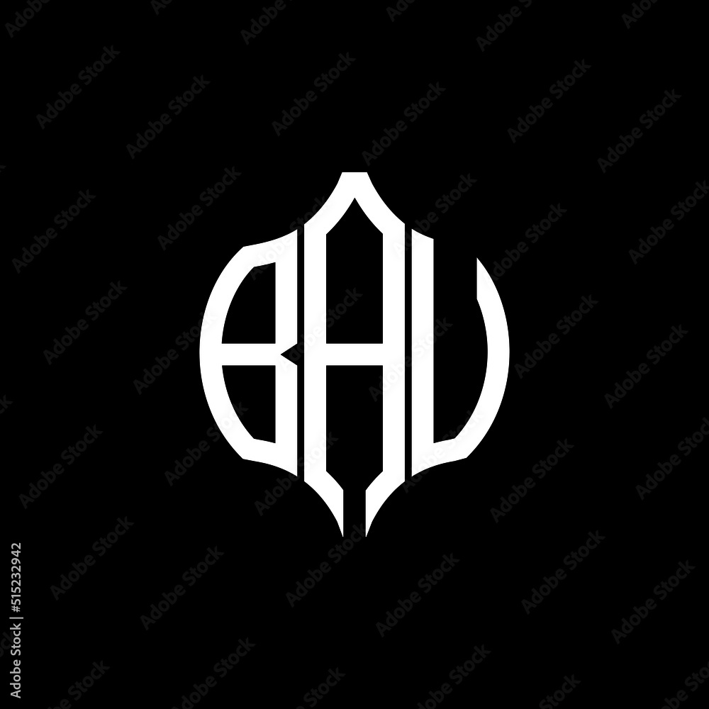 BAU letter logo. BAU best black background vector image. BAU Monogram ...