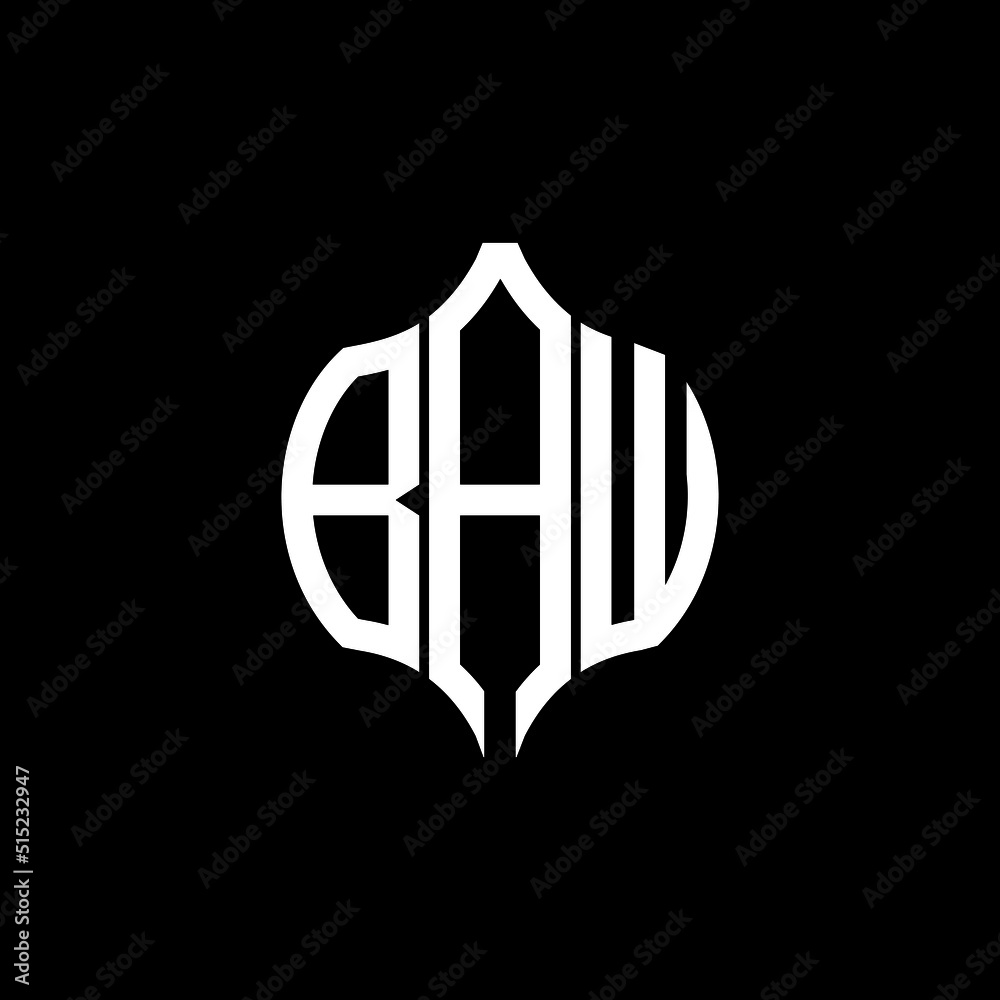 BAW letter logo. BAW best black background vector image. BAW Monogram ...