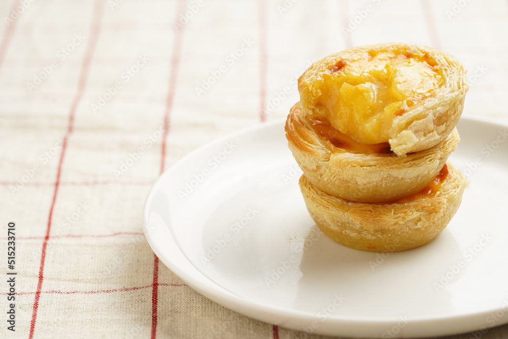 Traditional portuguese vanilla pudding puff pastry pastel de nata ...