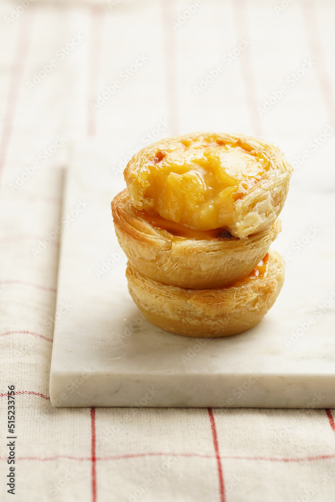 Traditional portuguese vanilla pudding puff pastry pastel de nata ...