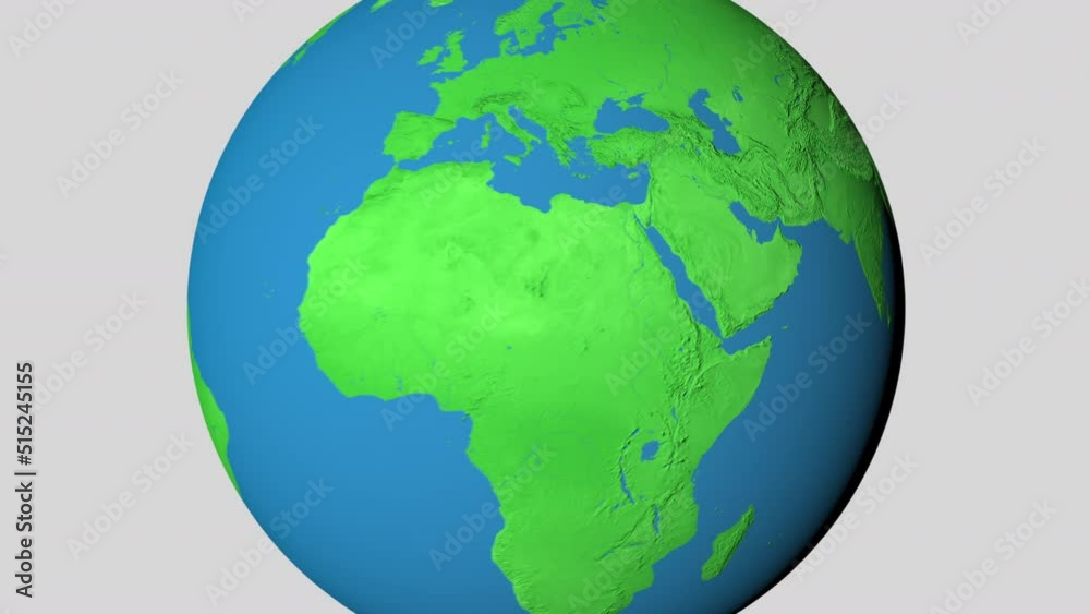 Seamless looping animation of the earth zooming in to the 3d map of ...