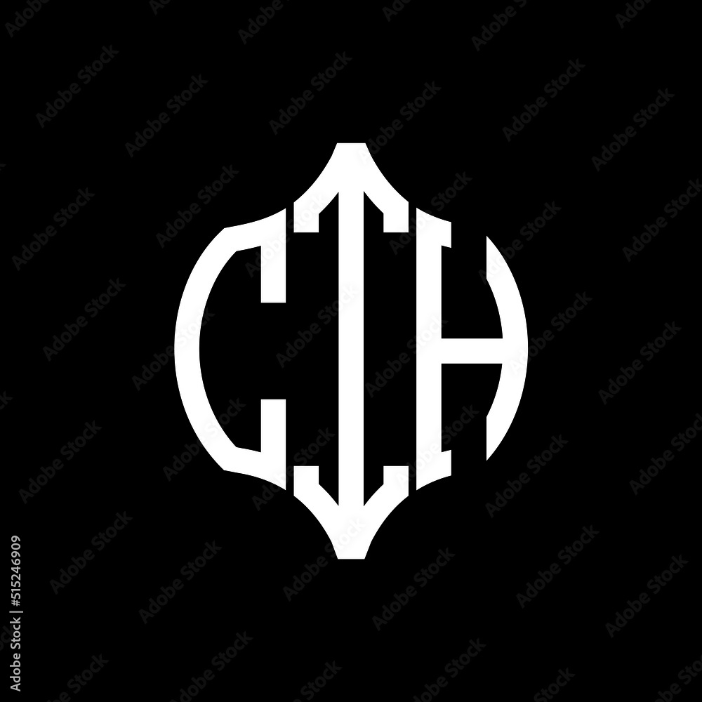 CIH letter logo. CIH best black ground vector image. CIH Monogram logo ...