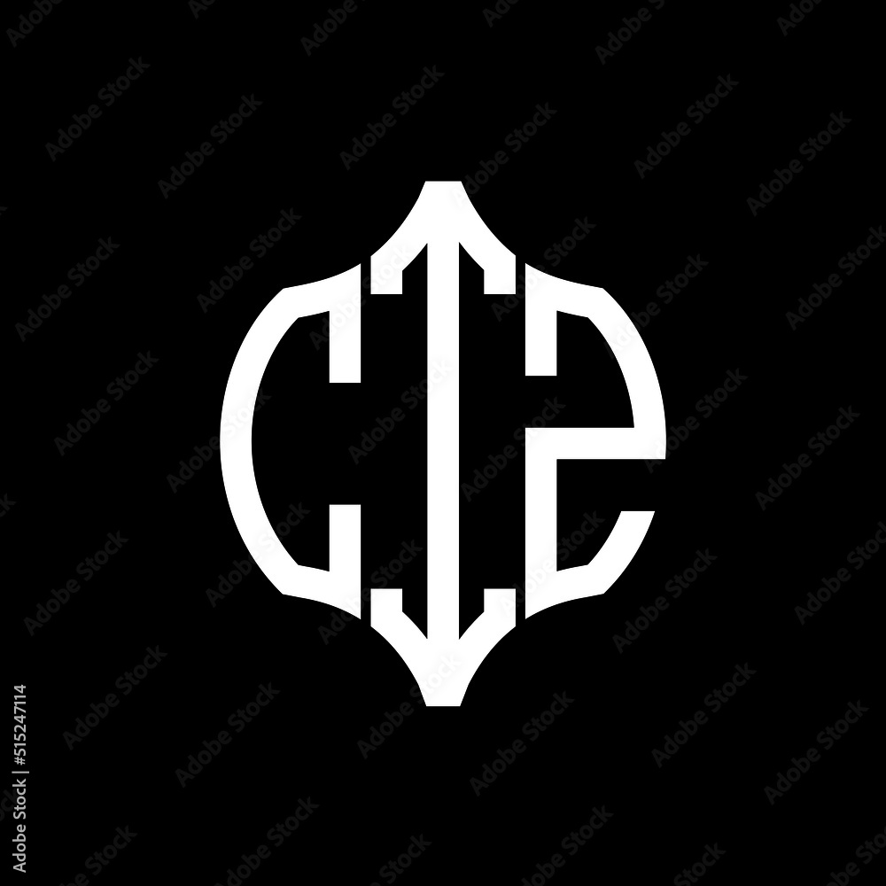 CIZ letter logo. CIZ best black ground vector image. CIZ Monogram logo ...
