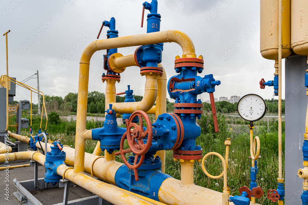 Gas and oil pipeline with valves and adapters as a teaching aid layout ...