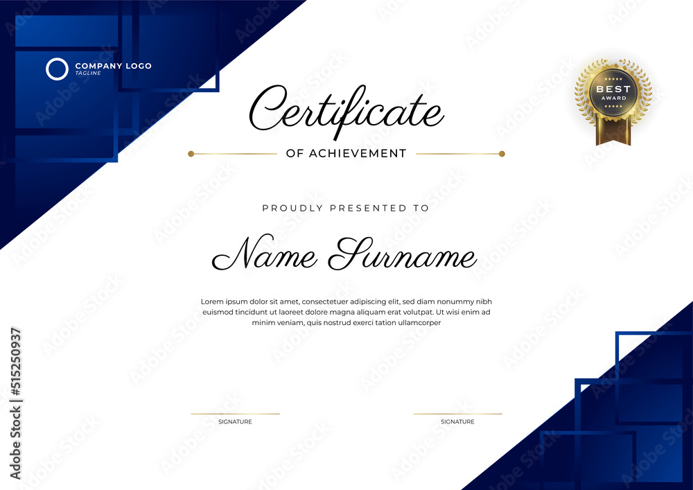 achievement certificate. Template diploma with luxury and modern ...