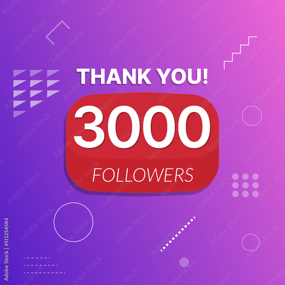 3000 followers vector post celebration. Stock Vector | Adobe Stock