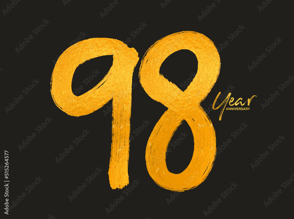 Vetor de Gold 98 Years Anniversary Celebration Vector Template, 98 ...